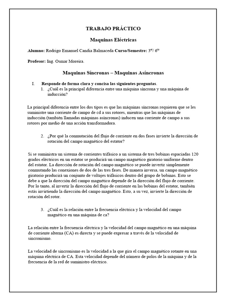 Ejercitario N°3 - Maquinas Electricas. | PDF | Generador eléctrico | Corriente eléctrica
