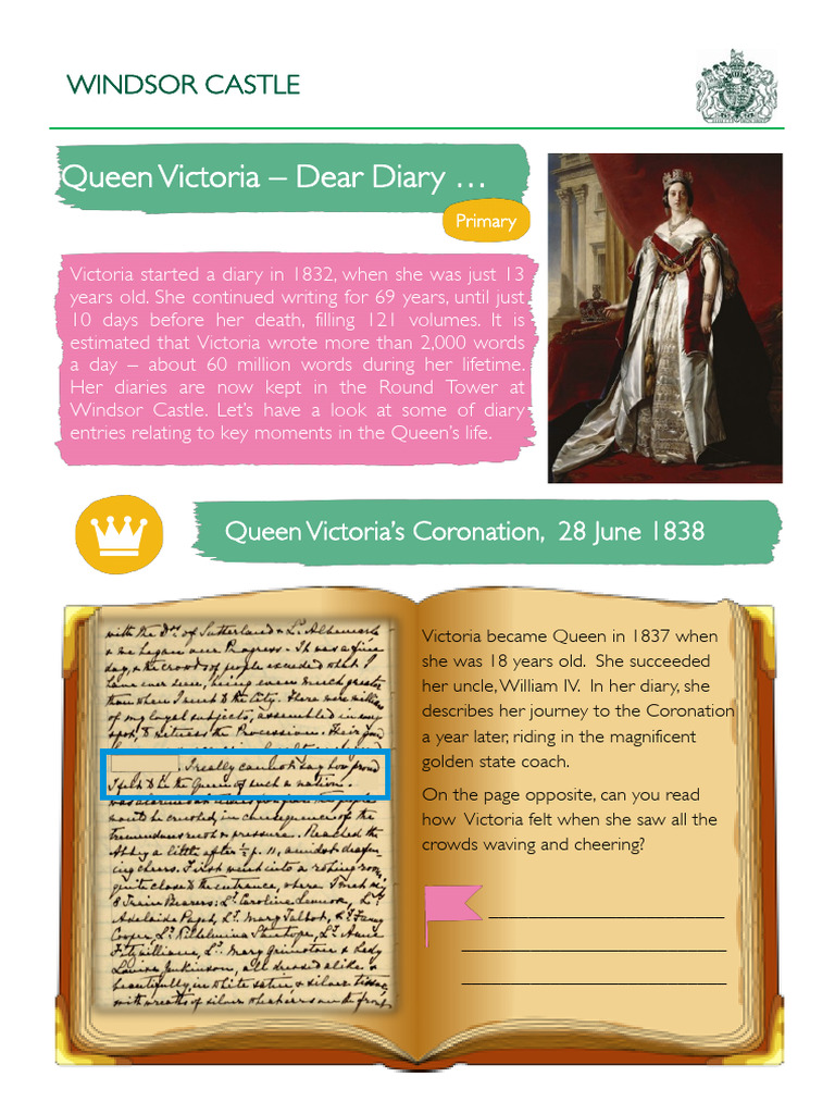 Queen Victoria - Dear Diary. Remote Activity KS2 | PDF | Queen Victoria ...