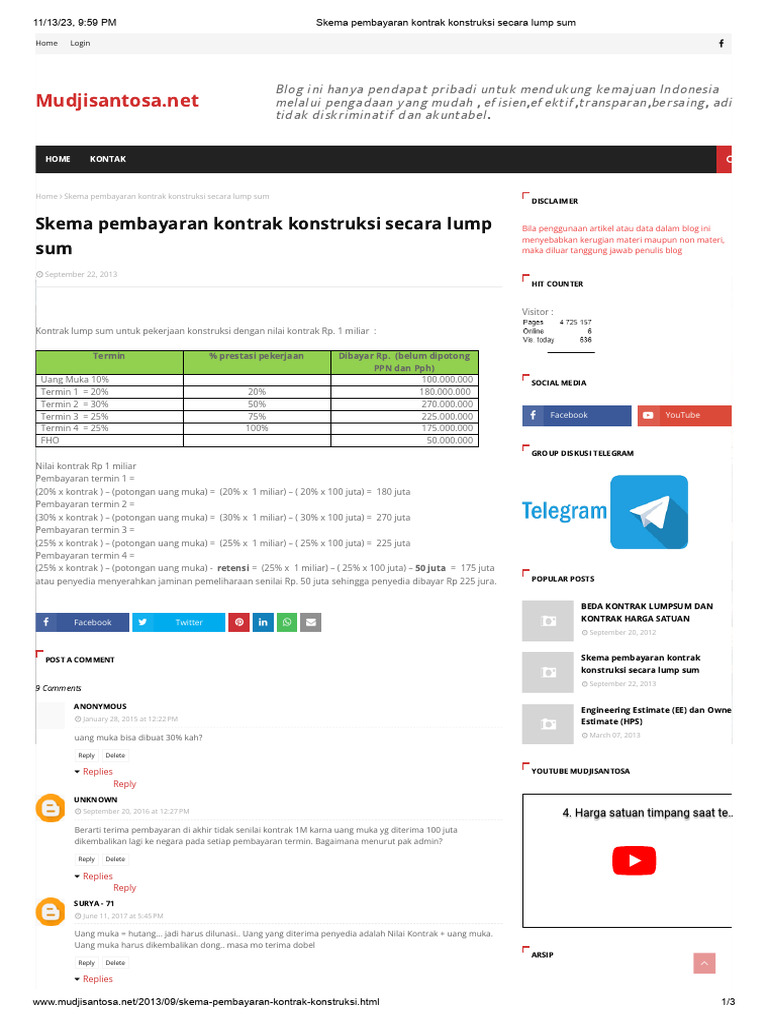 Skema Pembayaran Kontrak Konstruksi Secara Lump Sum | PDF