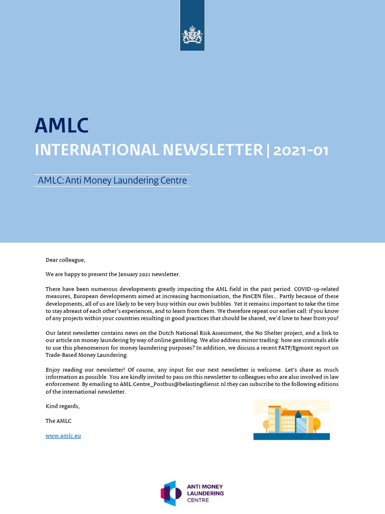 Dutch AML Center - AMLC Newsletter 01 2021 | PDF | Foreign Exchange Market | Money Laundering