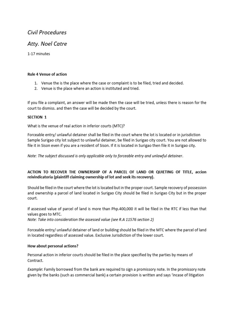 Civil Pro (3rd Meeting) September 30, 2023 Rule 4 An Dparts of Rule 7 ...