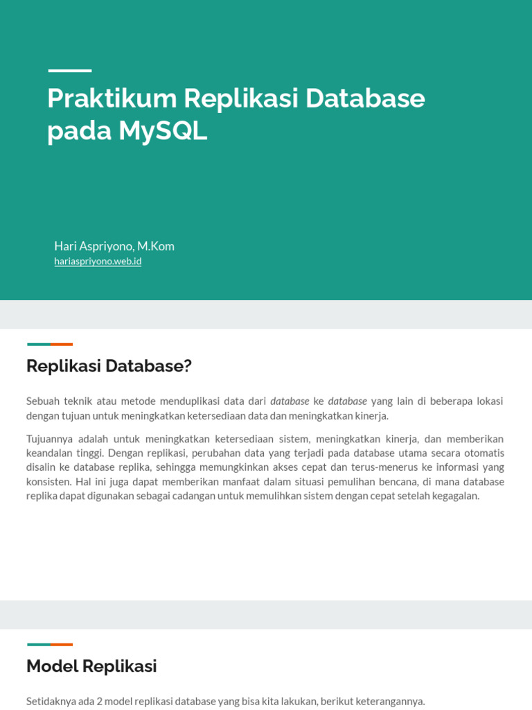 Praktikum 1 Basis Data Terdistribusi (Replikasi Database MySQL) | PDF