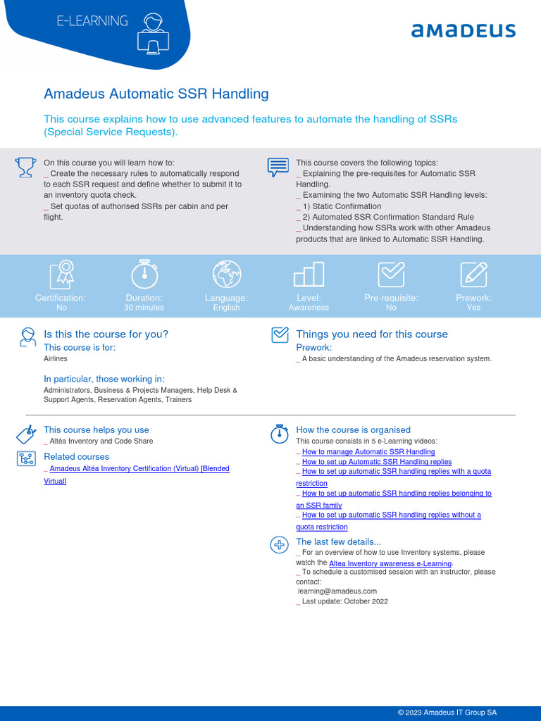 Amadeus Training Course 394701850 | PDF | Educational Technology | Computing