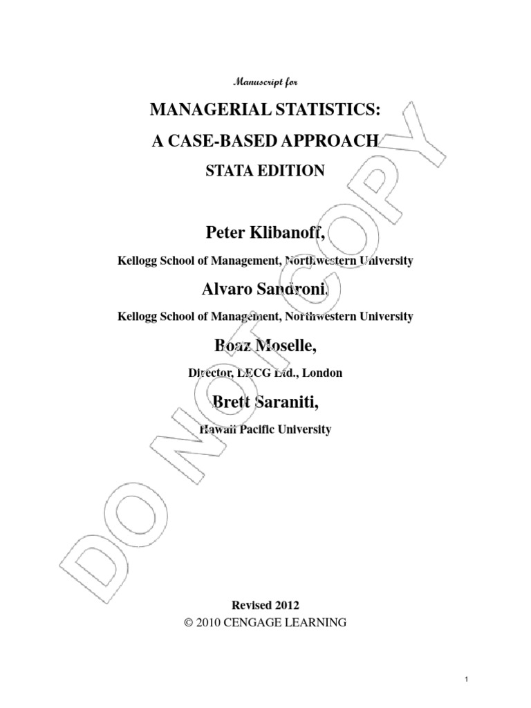 Managerial Statistics A Case-Based Approach (Stata Edition) | PDF ...