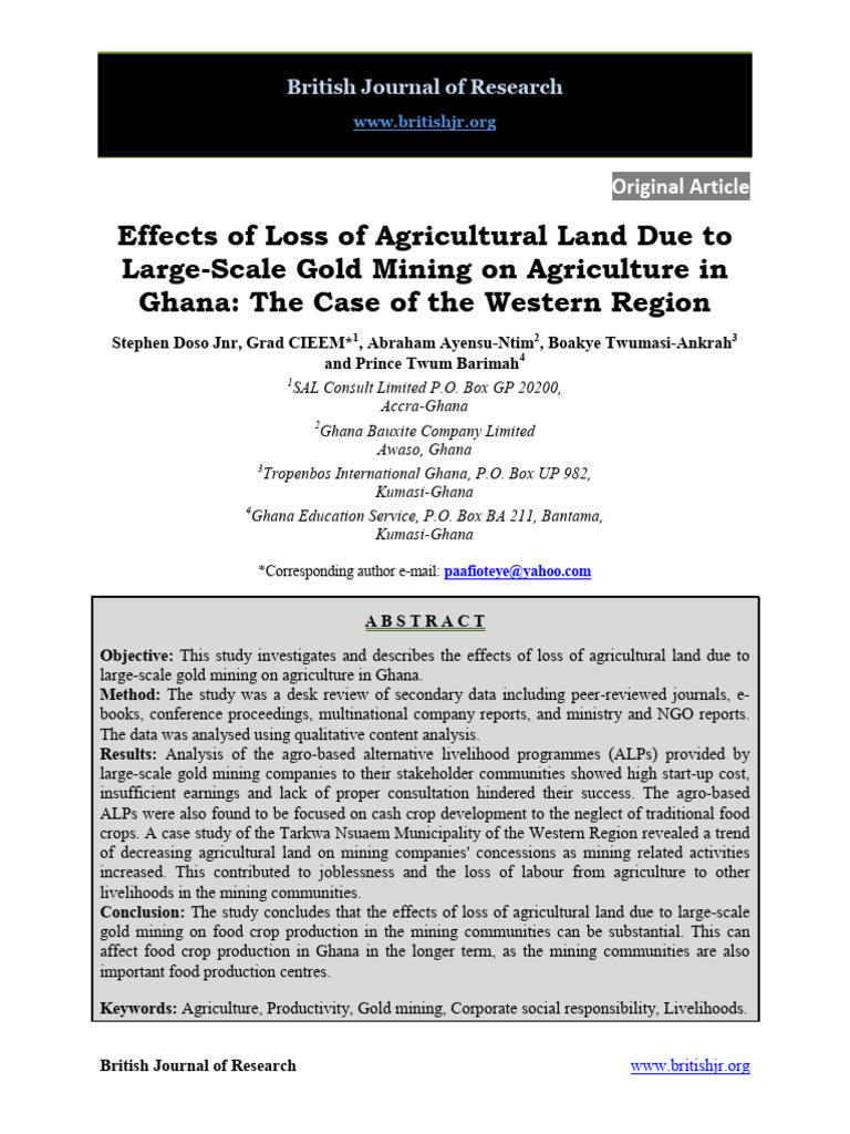 Impact of Mining on Ghana's Agriculture | PDF | Social Science | Technology & Engineering