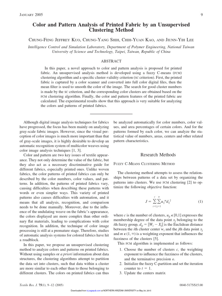 Color and Pattern Analysis of Printed Fabric by An Unsupervised ... Color and Pattern Analysis of Printed Fabric by An Unsupervised ...