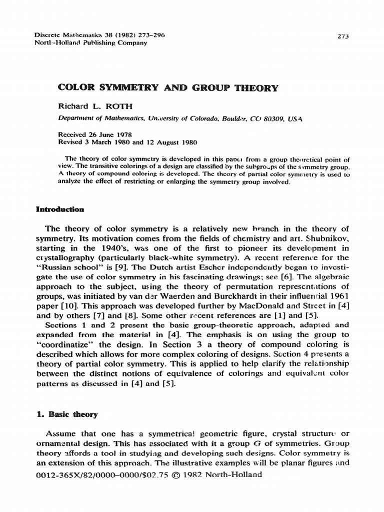Color Symmetry and Group Theory | PDF | Index Of A Subgroup | Group (Mathematics)