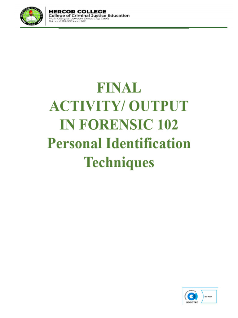 Final Activity | PDF | Fingerprint | Forensic Science