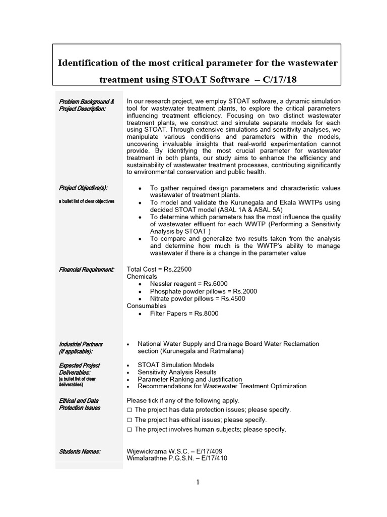 Fund Request Form C 17 18 | PDF | Sewage Treatment | Simulation