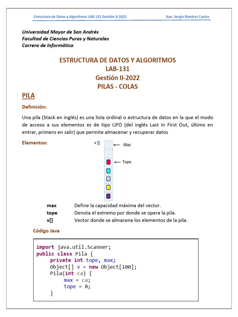 Guia Pilas-Colas | PDF | Cola (tipo de datos abstractos) | Matemáticas ...