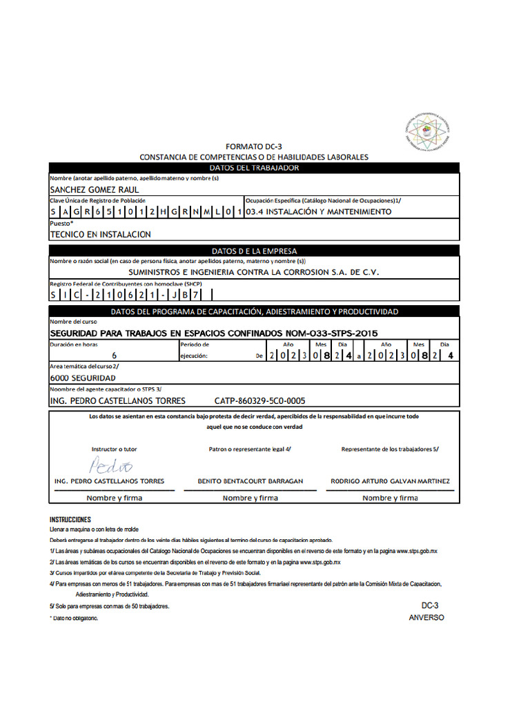 DC3 SANCHEZ GOMEZ Raúl CONF | PDF