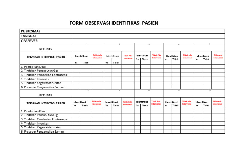 Form Observasi Identifikasi Pasien | PDF