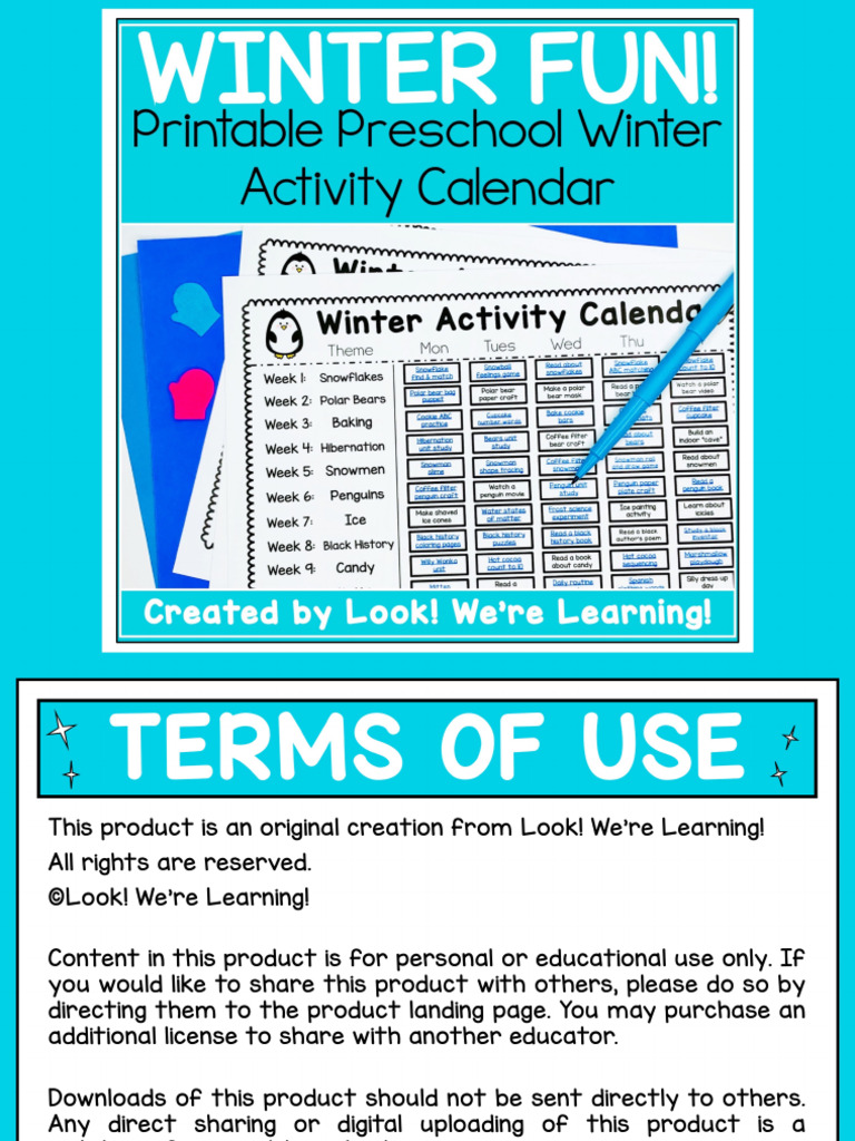 Your Winter Preschool Activity Calendar Is Here! | PDF