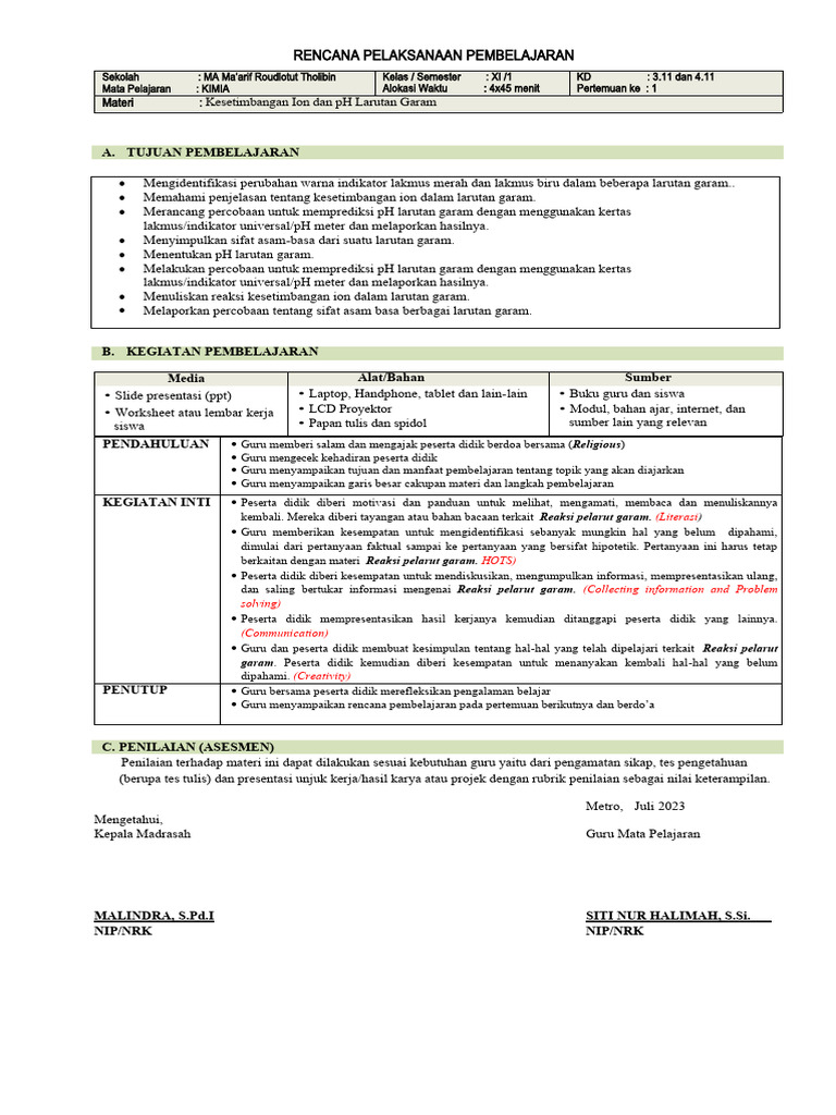 RPP XI K. Ion Dan Garam | PDF