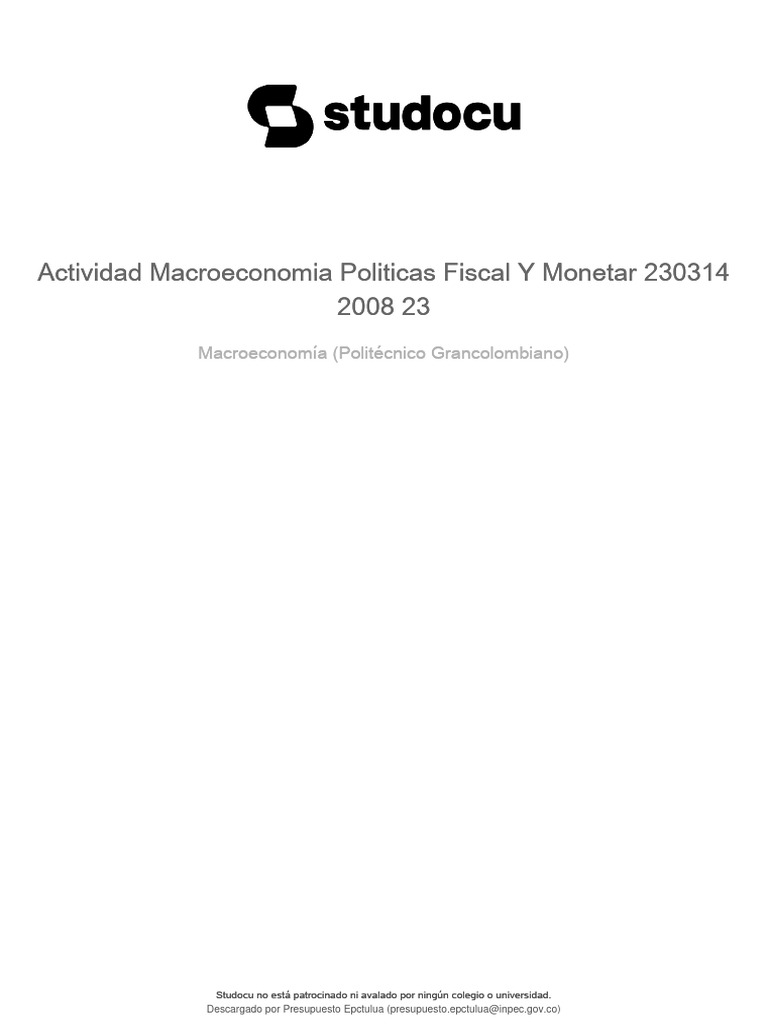 Actividad Macroeconomia Politicas Fiscal y Monetar 230314 2008 23 | PDF ...