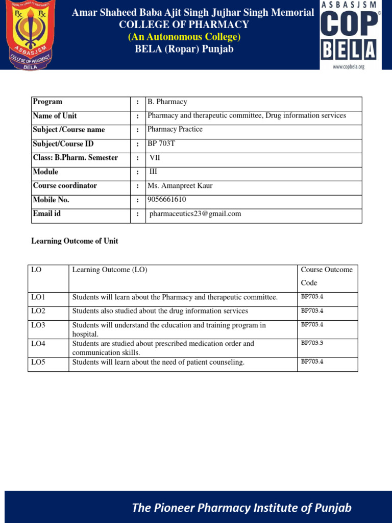 PP Unit 3 | PDF | Pharmacy | Pharmaceutical Sciences