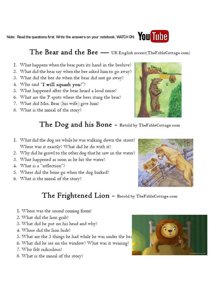 Three Short Stories and Their Questions | PDF