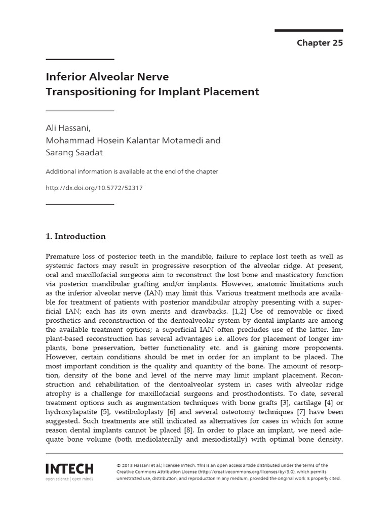InTech-Inferior Alveolar Nerve Transpositioning For Implant Placement ...
