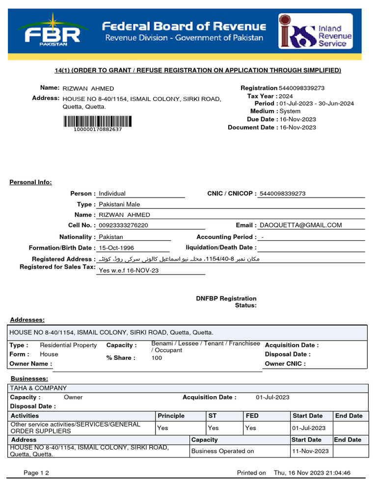 STRN Registration Order5440098339273 | PDF | Business | Private Law