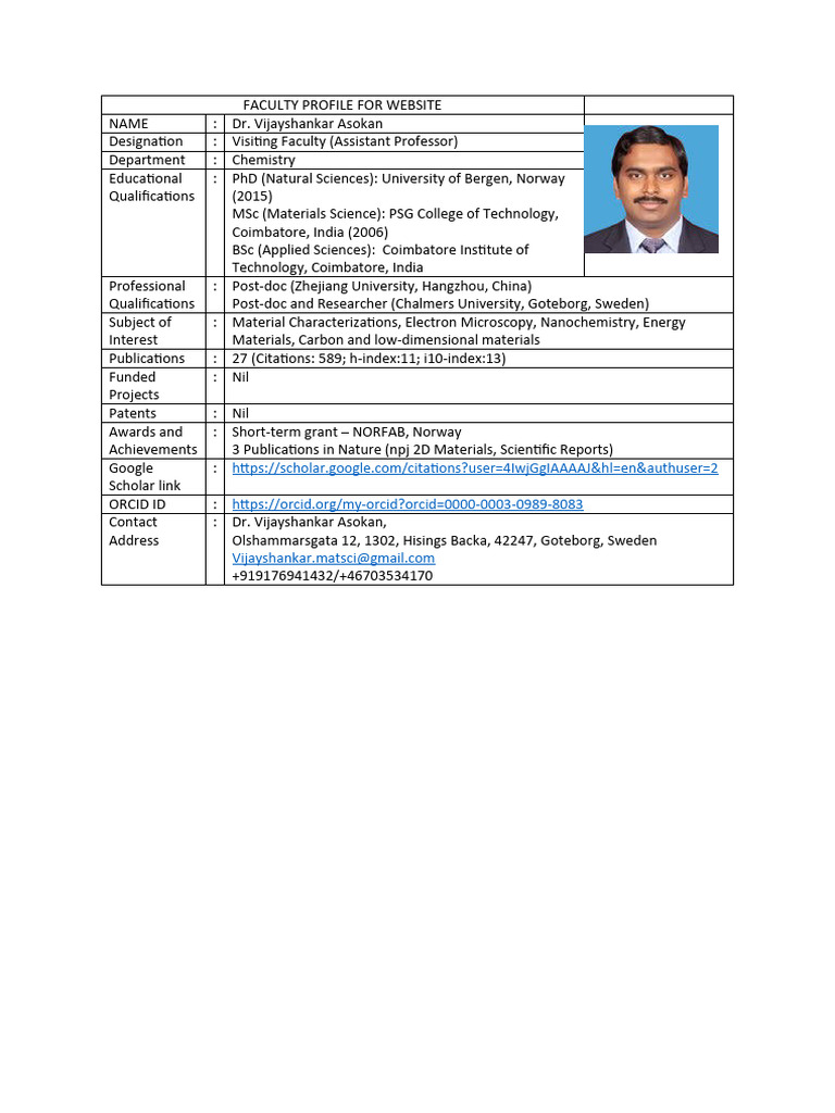 CV Dr. Vijay PMU | PDF