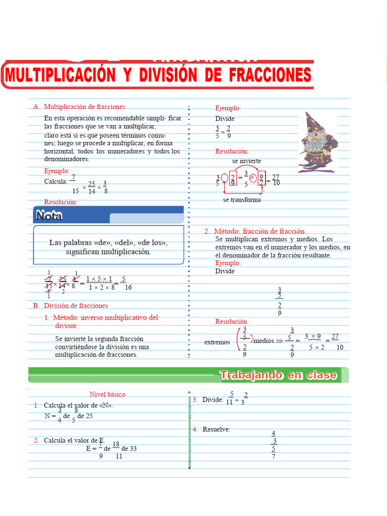 Multiplicación y División de Fracciones | PDF | Multiplicación ...