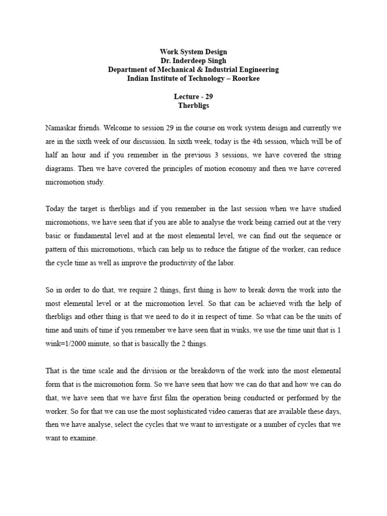 Therblig | Download Free PDF | Time | Screw