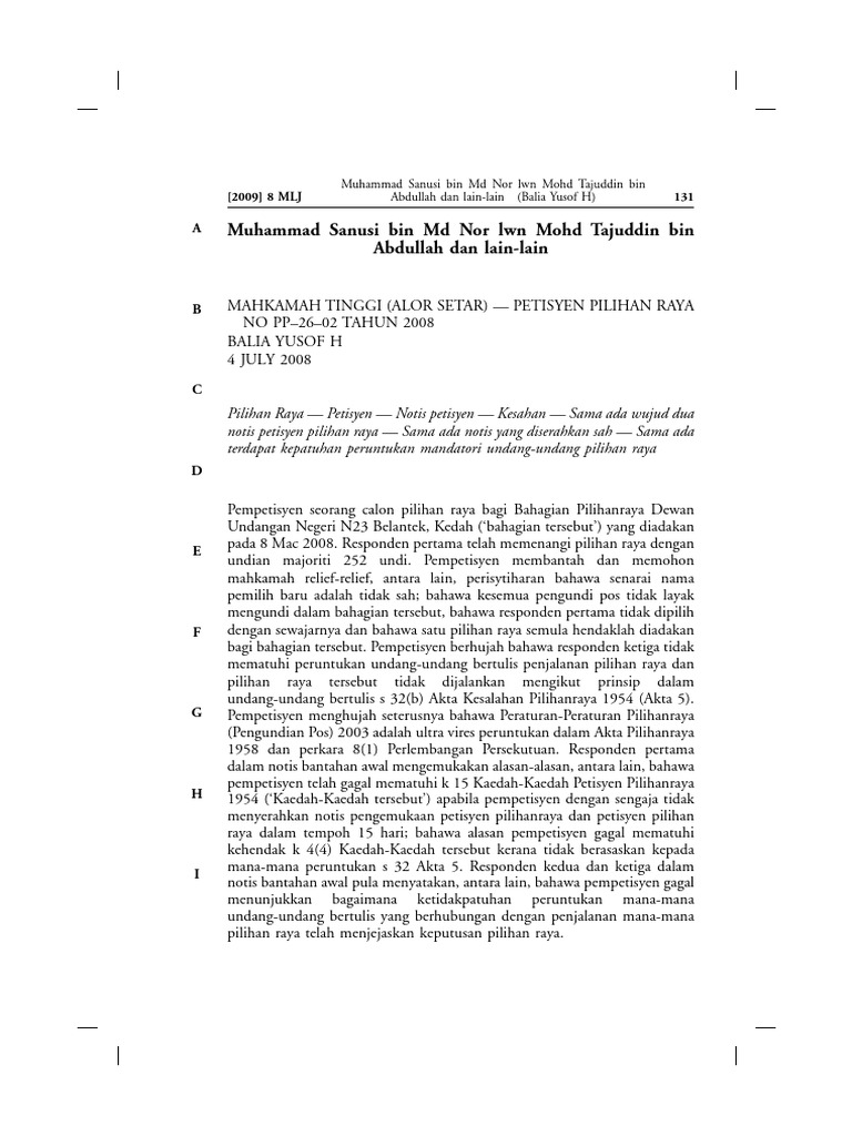 Muhammad Sanusi Bin MD Nor LWN Mohd Tajuddin Bin Abdullah Dan Lain-Lain ...