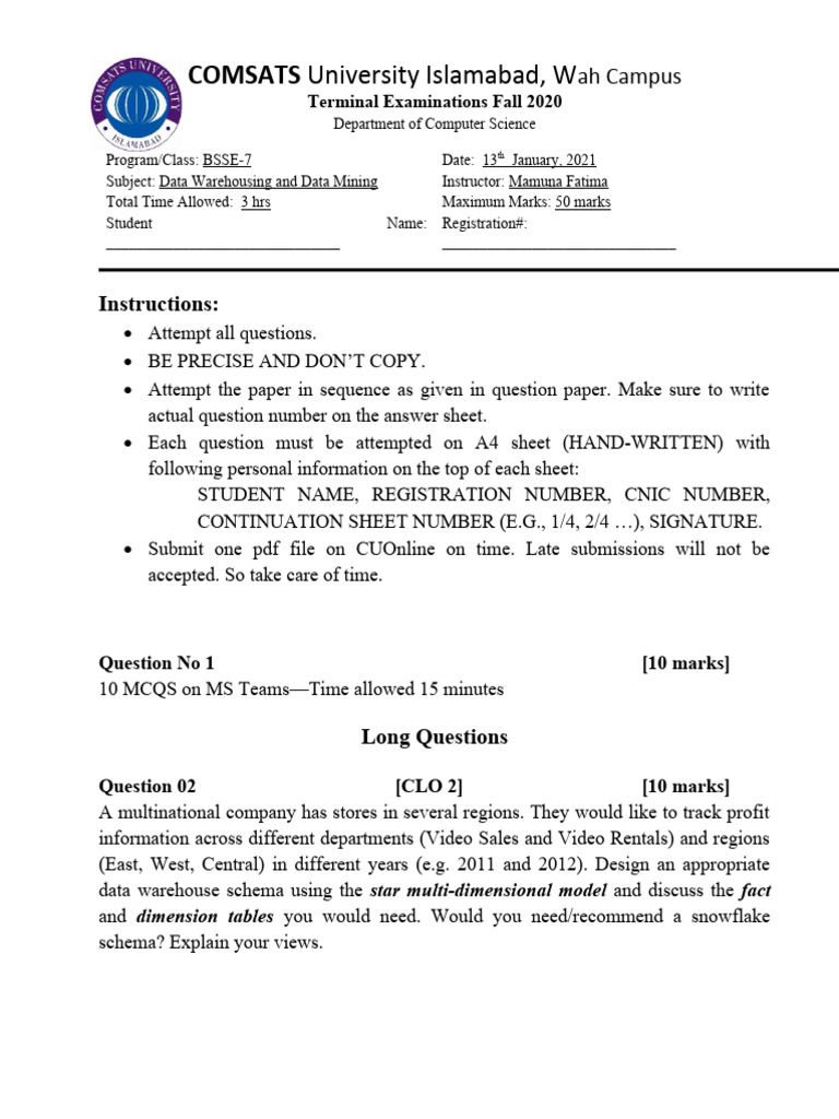 DWH&DM Ver2 | PDF | Algorithms | Data Analysis