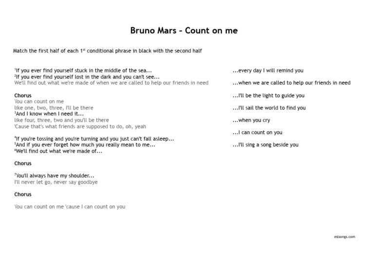 Count on Me: 1st Conditional Practice | PDF | Poetry