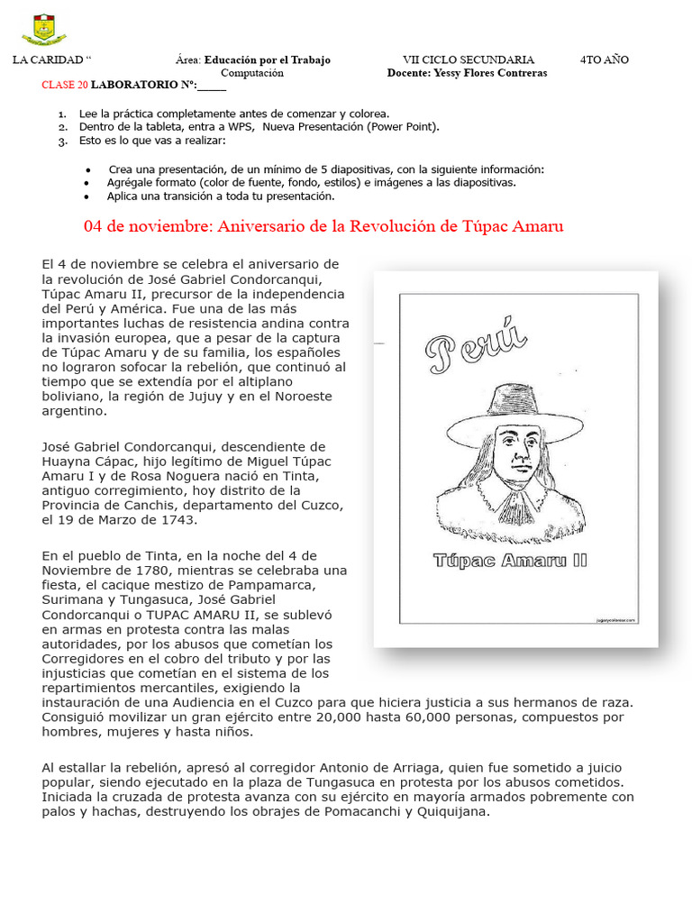 Clase 20 Tupac Amaru II | PDF | America latina | Perú