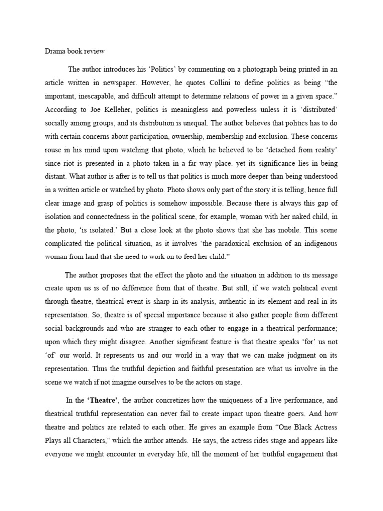 Drama Book Review Keller | PDF | Theatre