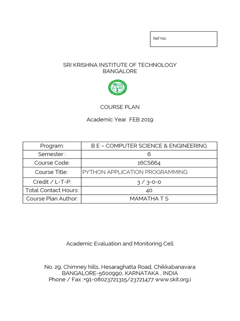 17cs664 Python Pdf Object Oriented Programming Python Programming Language 