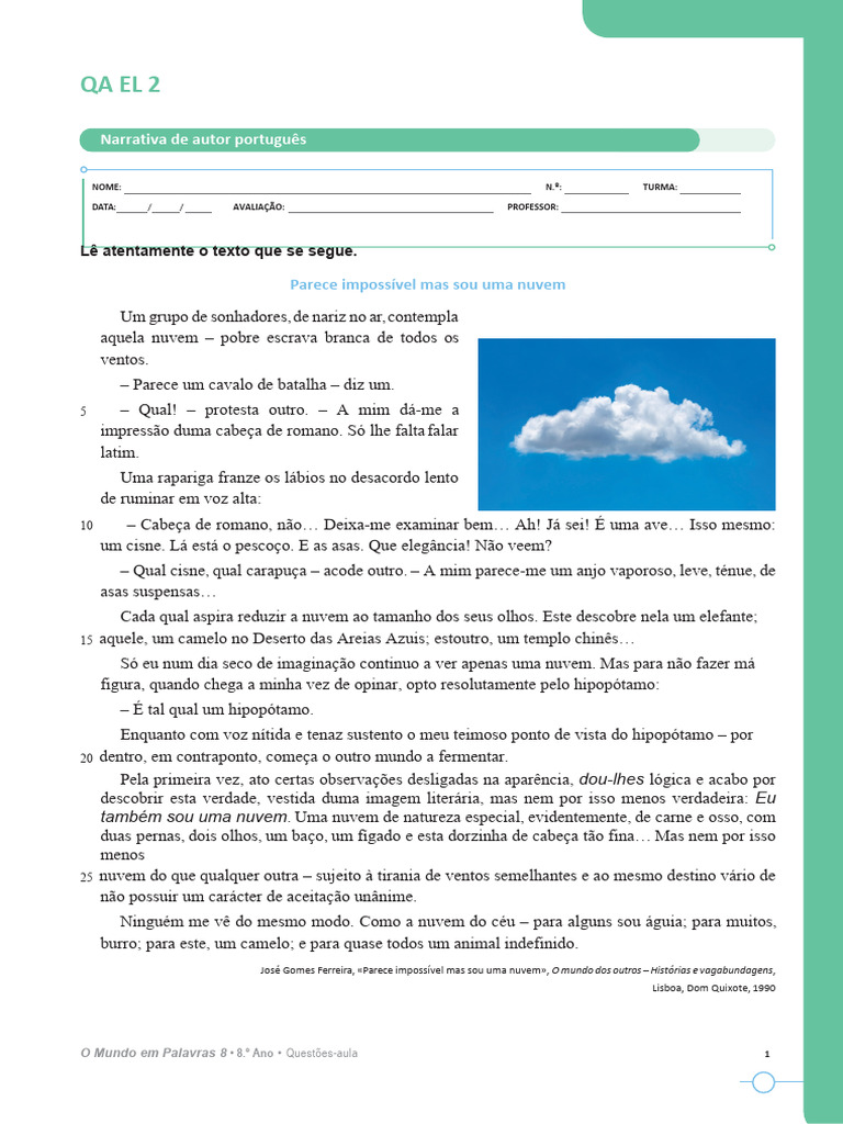 Parece Impossivel Mas Sou Uma Nuvem | PDF | Nuvem