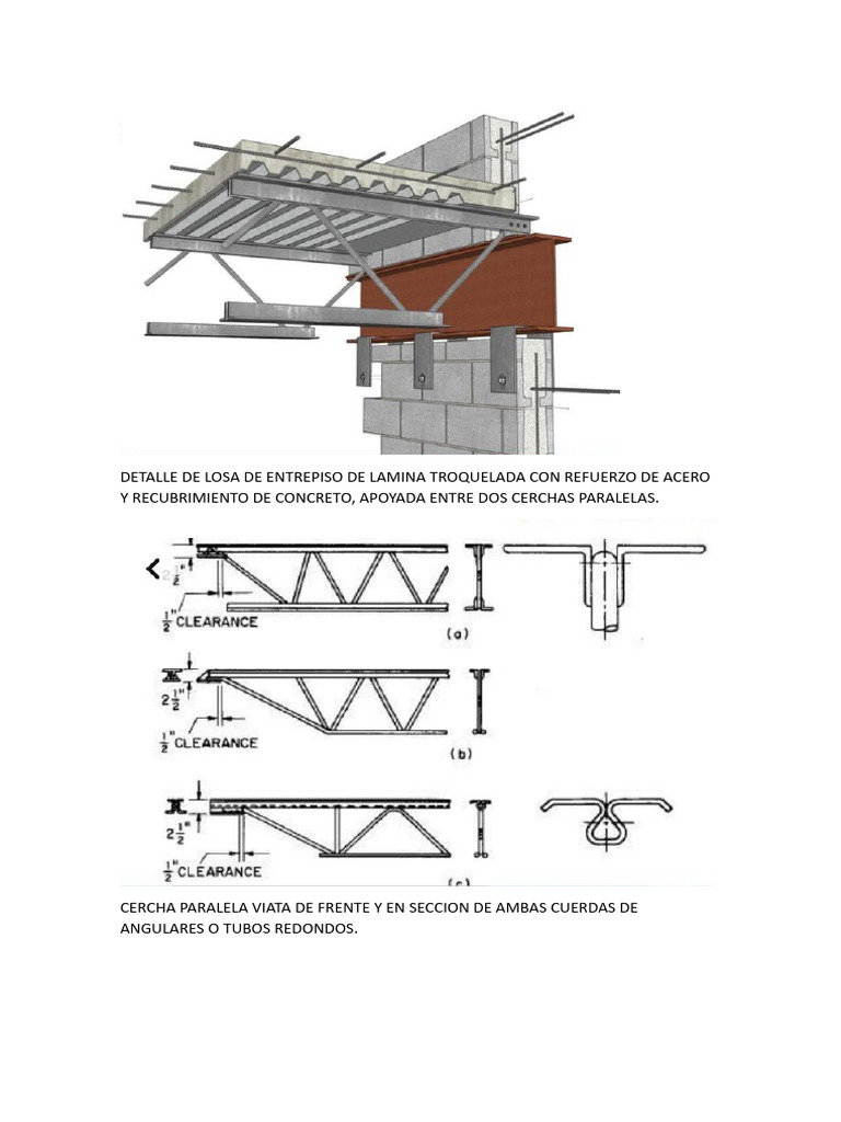 Detalle de Losa de Entrepiso de Lamina Troquelada Con Refuerzo de Acero y Recubrimiento de ...