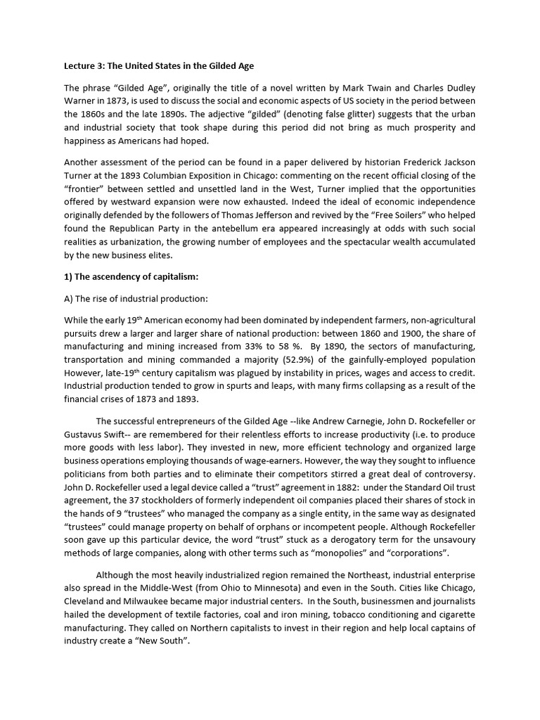 3 - Gilded Age | PDF | Plessy V. Ferguson | Litigation