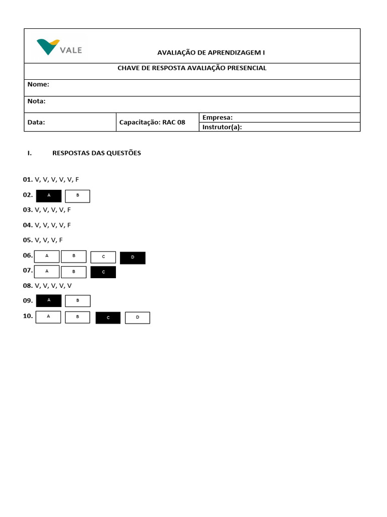 Gabarito RAC 08 | PDF