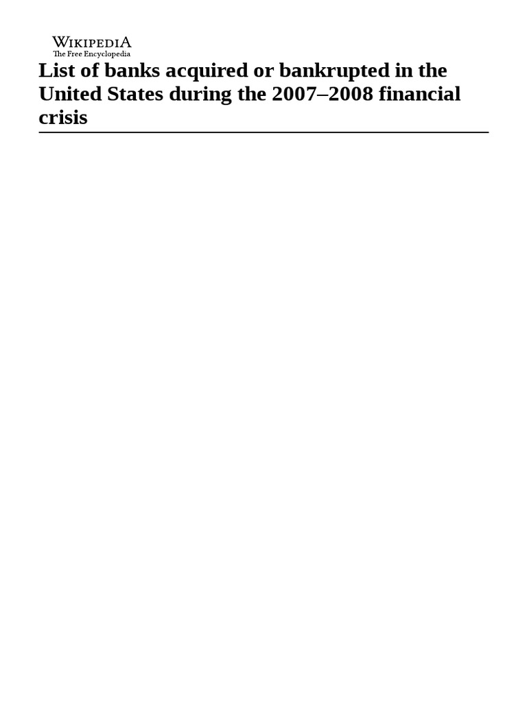 Banks That Failed in 2008 | PDF | Bailout | Companies Of The United States