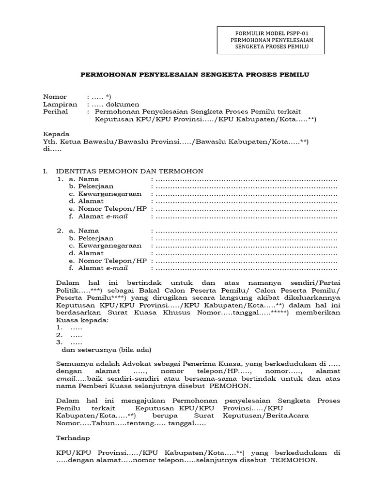 Batas Waktu Permohonan PSPP Pemilu | PDF | Politik | Hukum