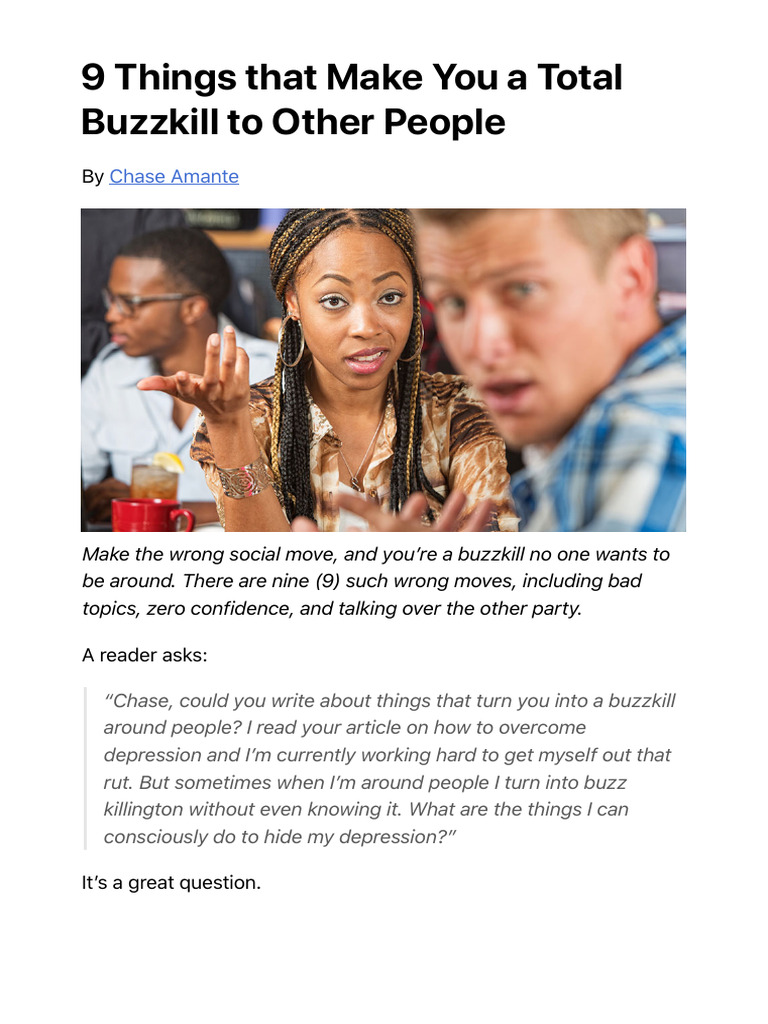 9 Things That Make You A Total Buzzkill To Other People | PDF ...