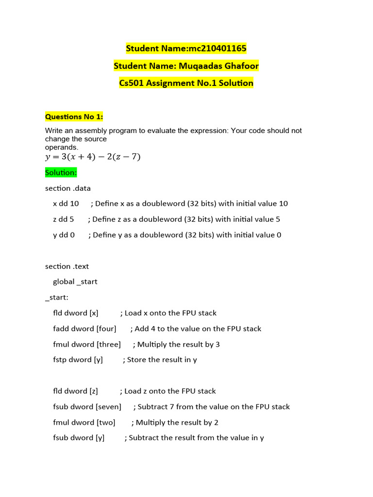 Mc210401165 Cs501 Assignment 1 Solution | PDF | Byte | Digital Electronics