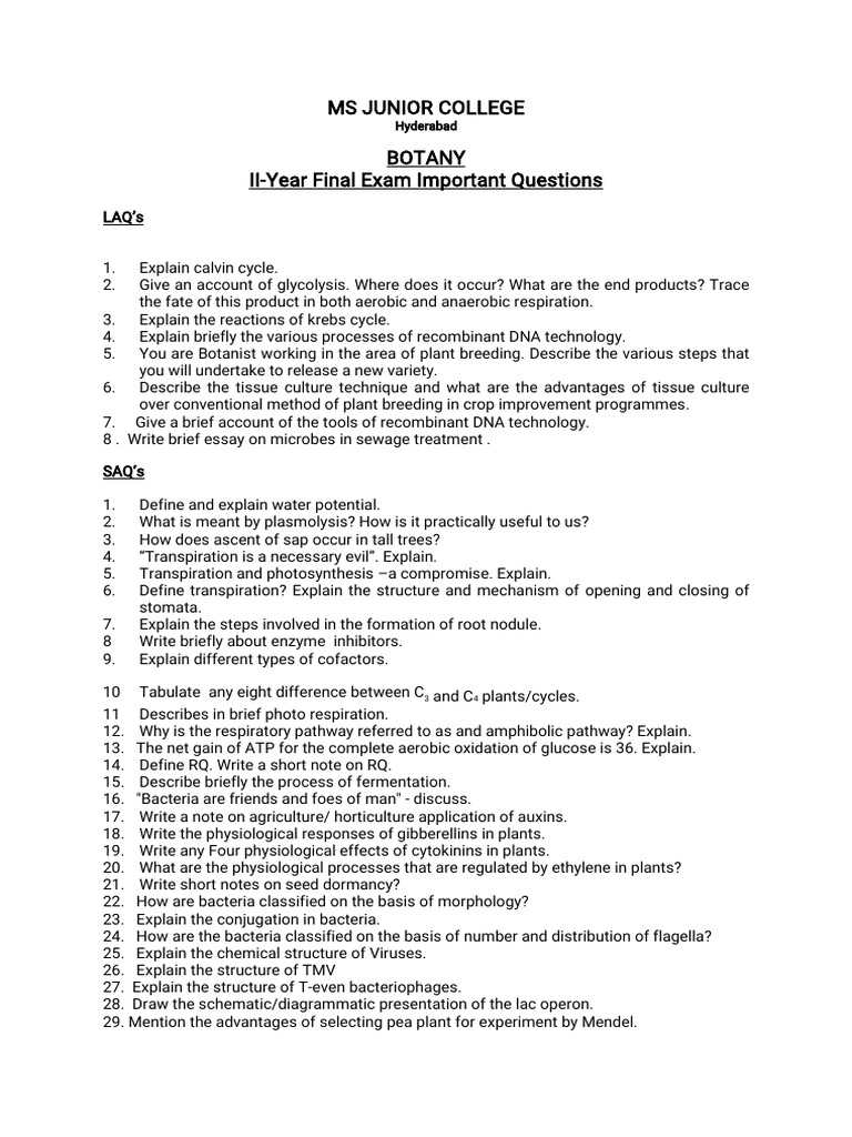 Botany II Year Aimstutorial1 | PDF