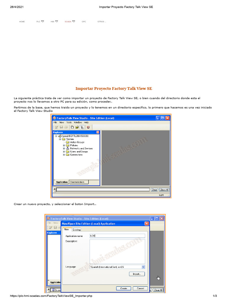 Importar Proyecto Factory Talk View SE | PDF