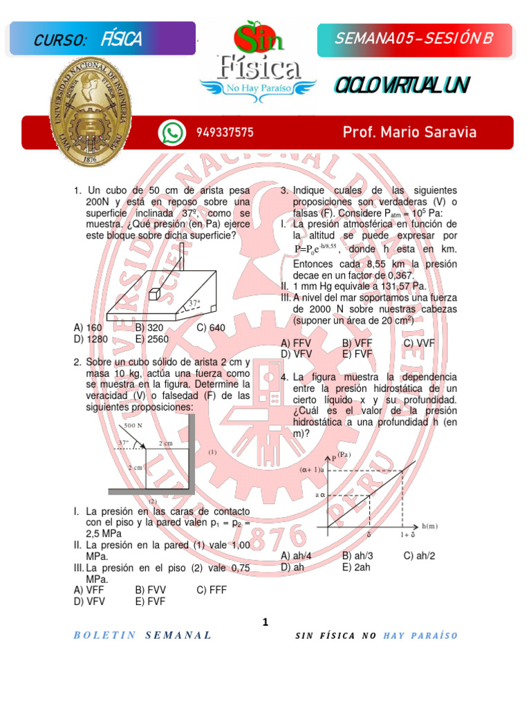 Semana 5 - Sesión B | PDF | Pascal (Unidad) | Presión