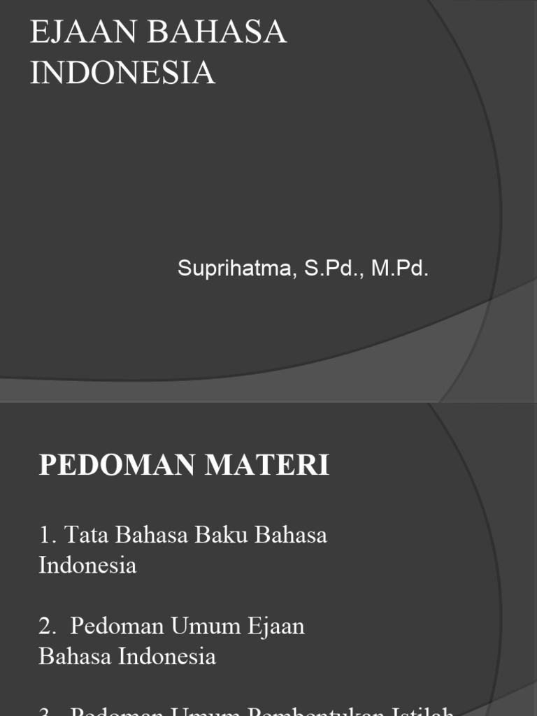Materi Ejaan Bahasa Indonesia | PDF