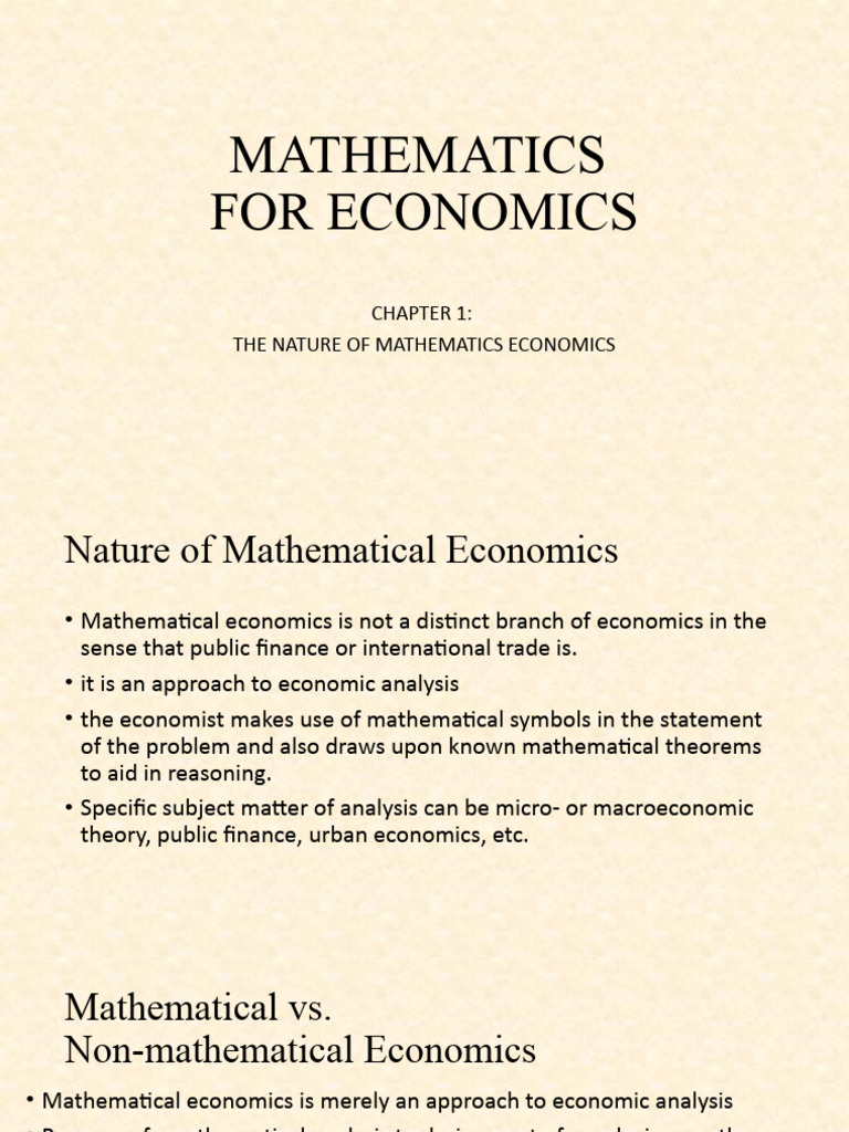 Mathematics For Economics | Download Free PDF | Mathematics | Economics