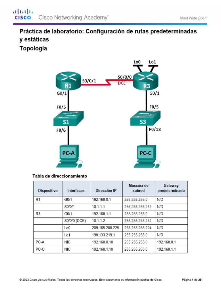 Configuración de Rutas en Cisco Routers | PDF | Enrutador (Computación) | Dirección IP