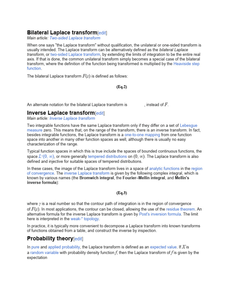 Bilateral Laplace Transform | Download Free PDF | Laplace Transform ...