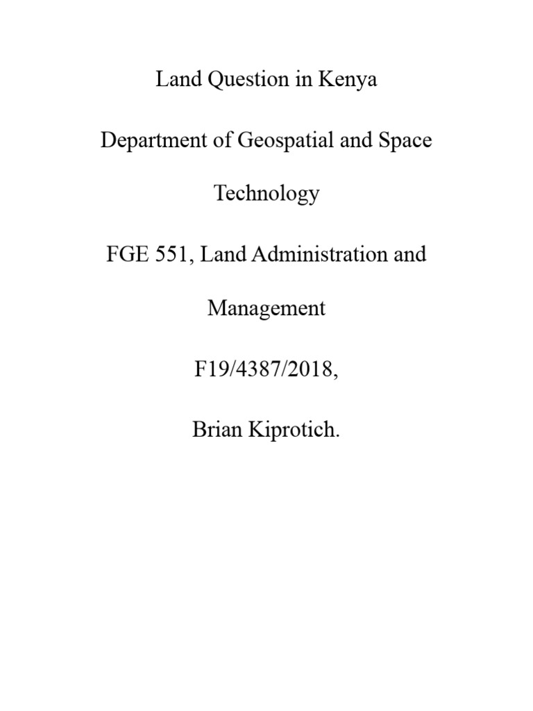 Land Question in Kenya | PDF | Property | Kenya