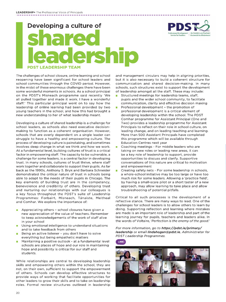 Developing A Culture of Shared Leadership | PDF