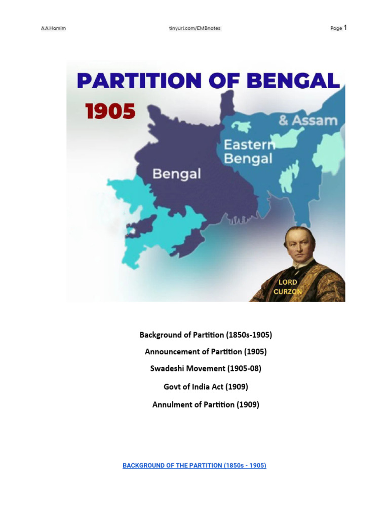 IV - 1st Partition (1905) | Download Free PDF | British Raj | Partition ...